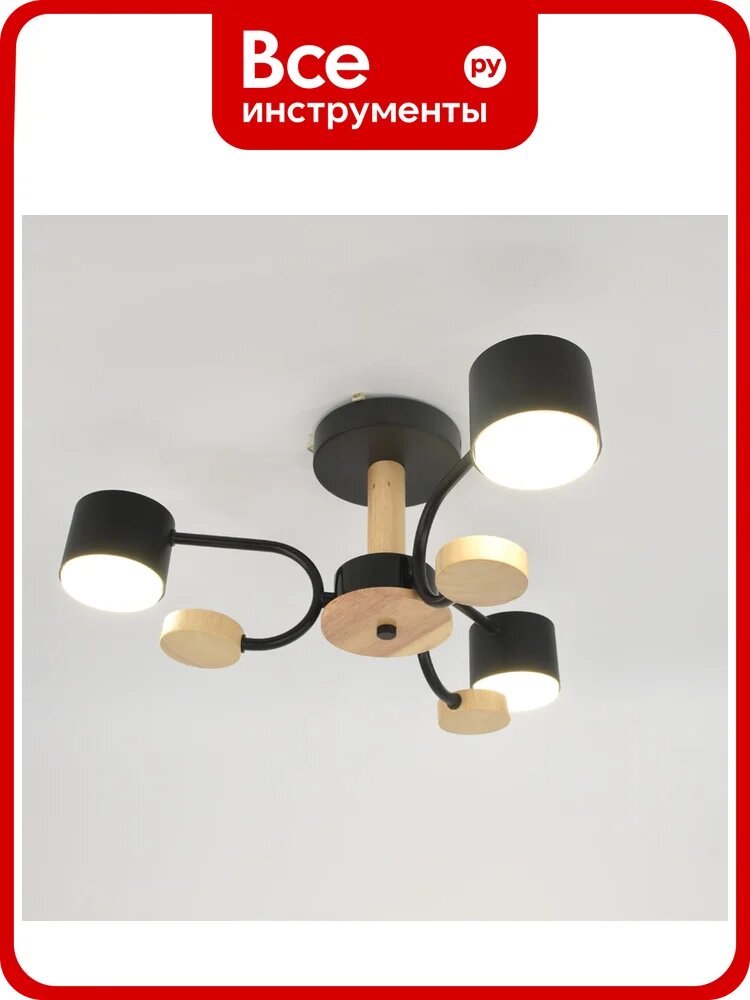 Люстра под лампу General Lighting Systems Альберо GCHL-3GX53-M черная, дерево 662209