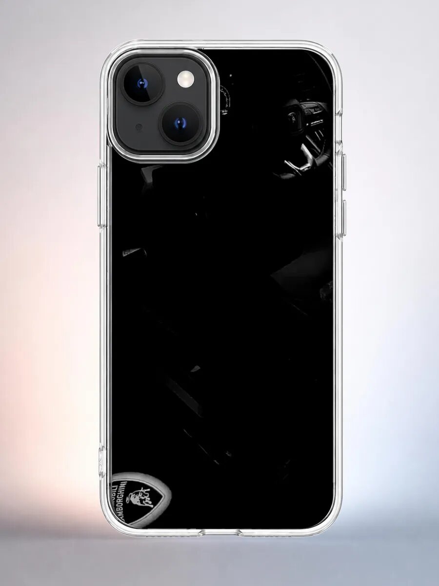 Чехол iPhone 15 эмблема в темноте силиконовый