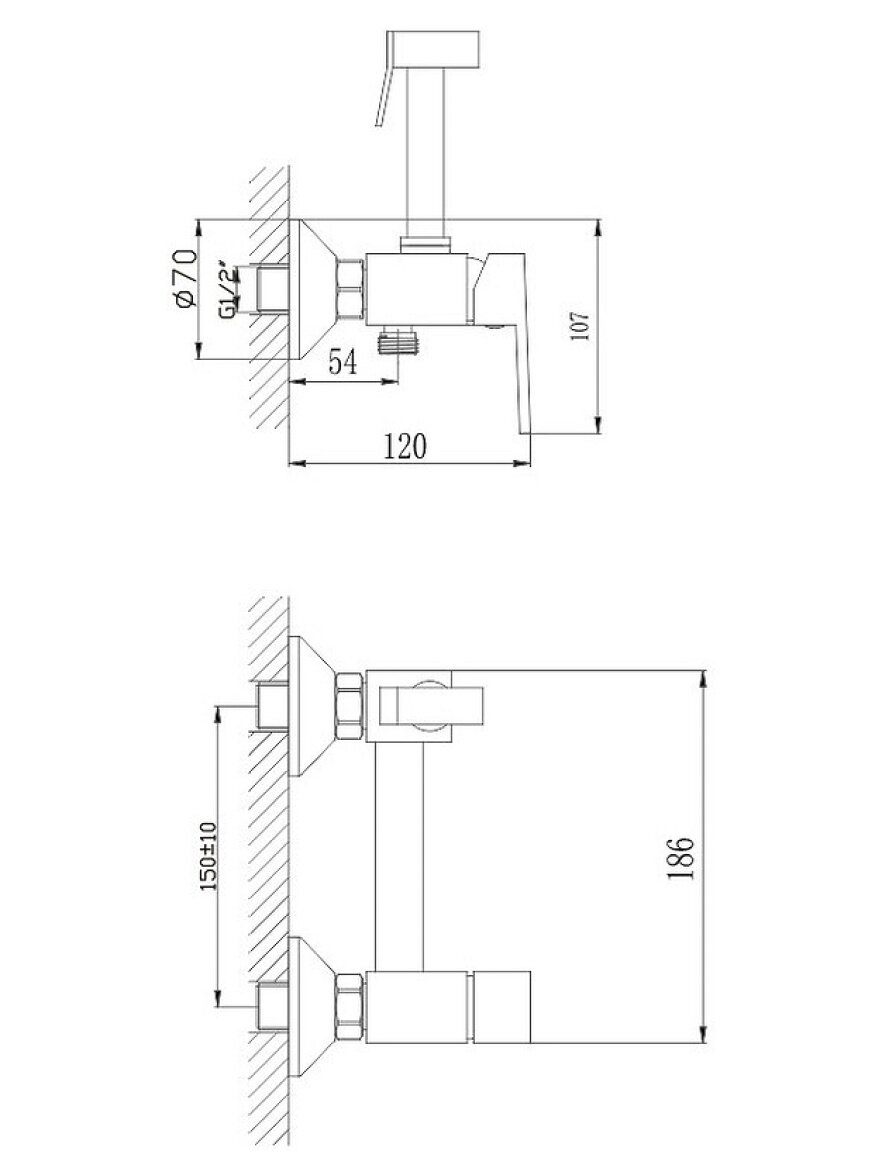 Смеситель для биде Haiba HB5513-7, латунь, черный
