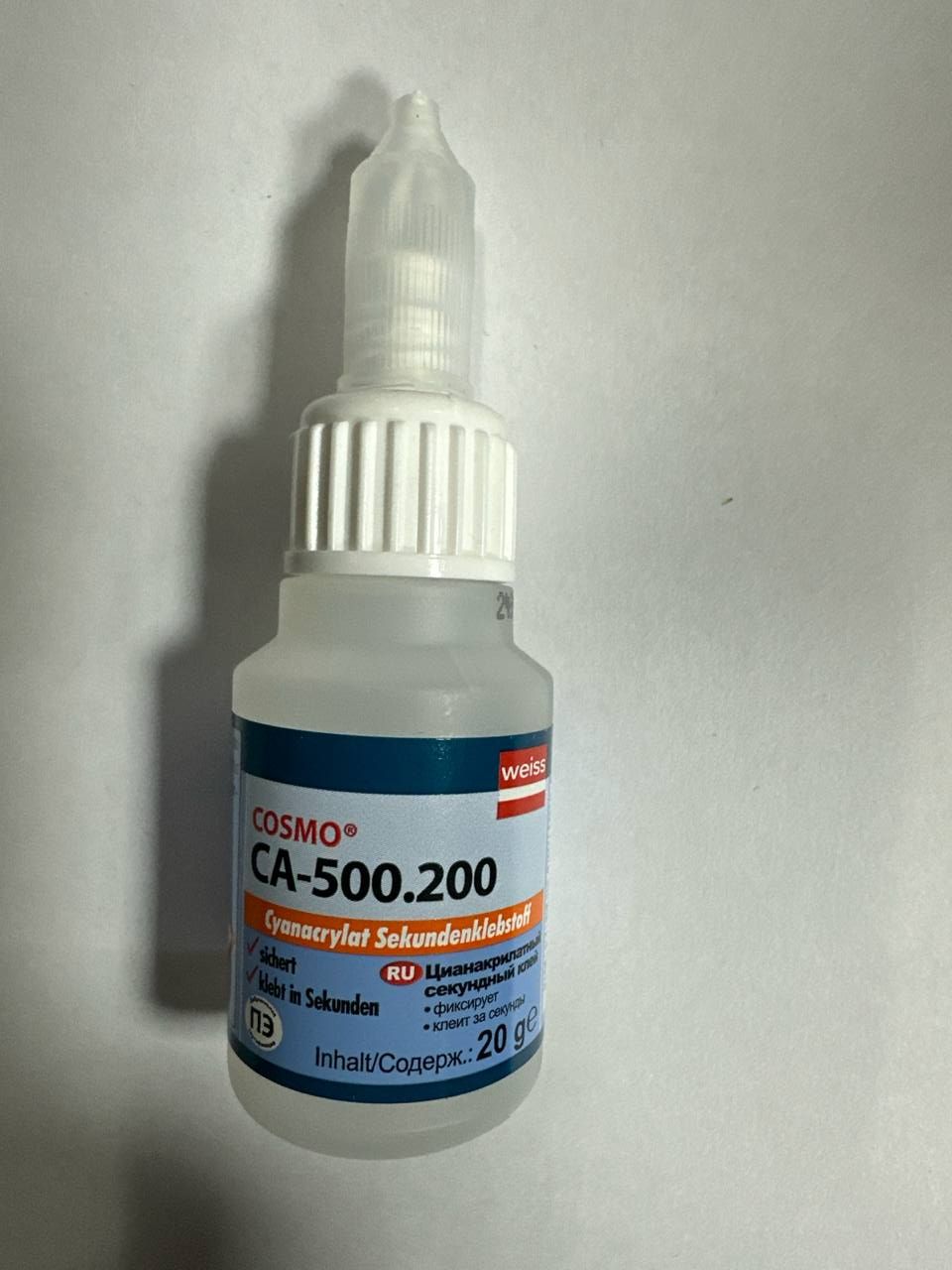 Цианоакрилатный Супер клей космофен, cosmofen CA 12, COSMO CA-500.200 (20 гр)