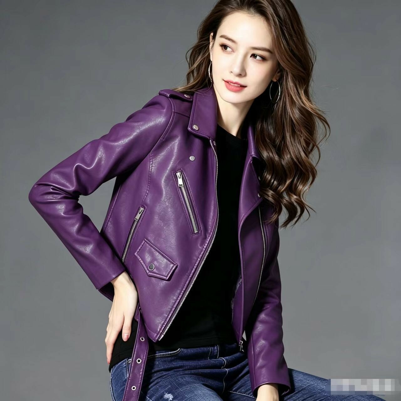Куртка кожаная  2026Кожаная куртка для взрослых, размер 4XL, purple — фото 1