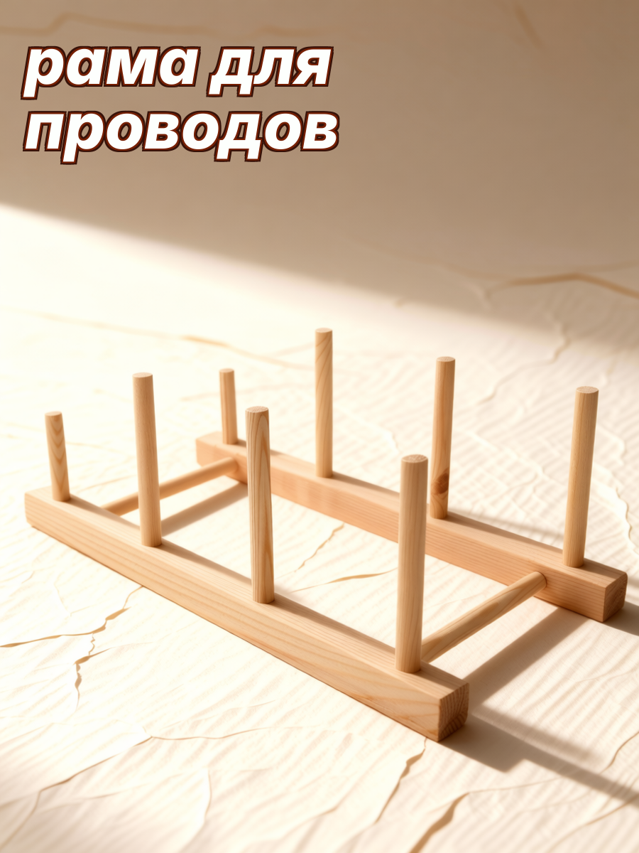 Держатель Ниток Для Бобин Ниток В Деревянном Исполнении Размер 28.00X10.20X1.80Cm Цвет Коричневый