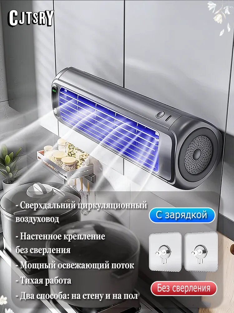 Новый вентилятор Shengyue с большой мощ работой, настольный и， можно повесить на стену, (стена/стол), (31.2x8.7x8.3 см),