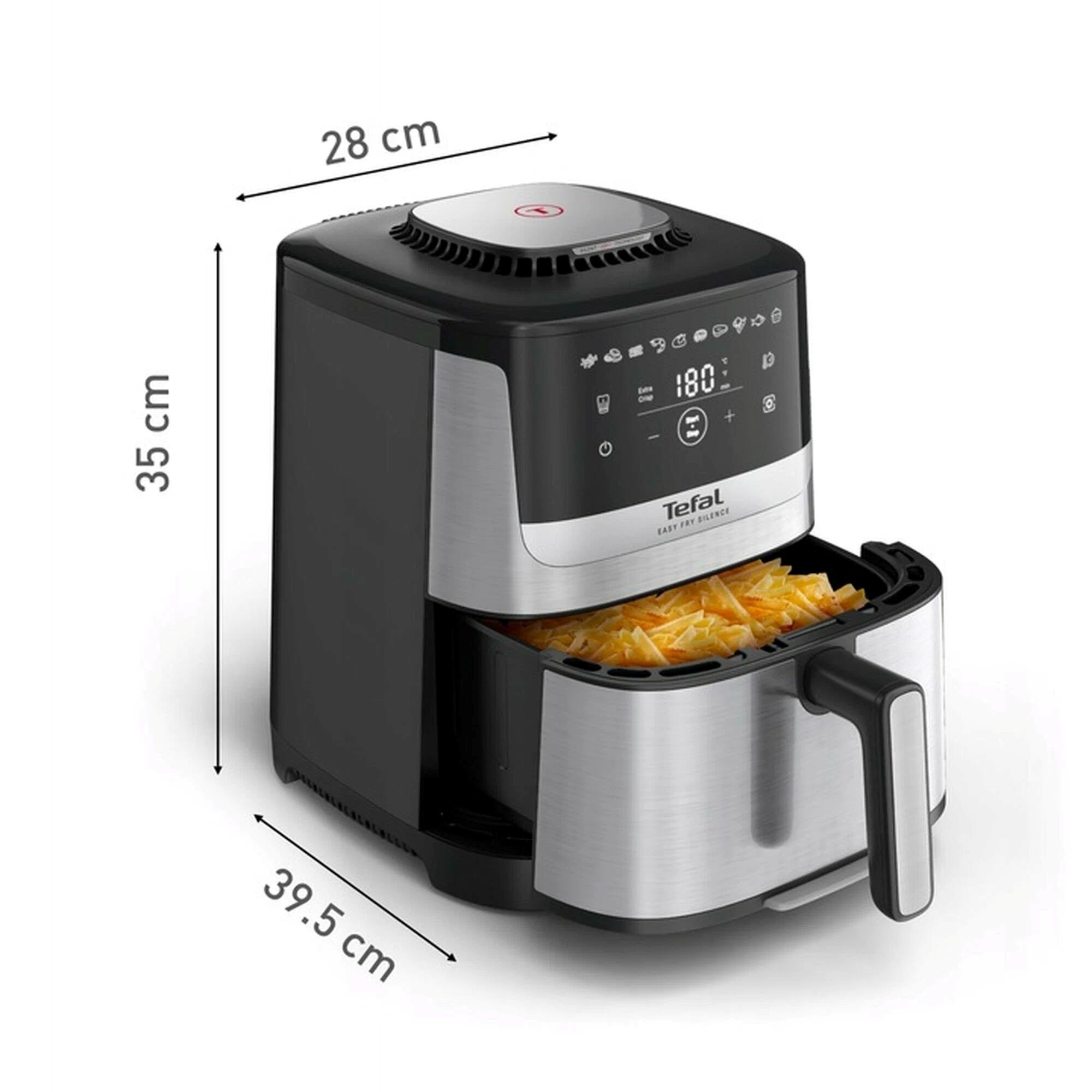 Tefal Easy Fry Silence EY552DE0 Аэрогриль, 10 программ, 5 л, антипригарное покрытие, серый металлик
