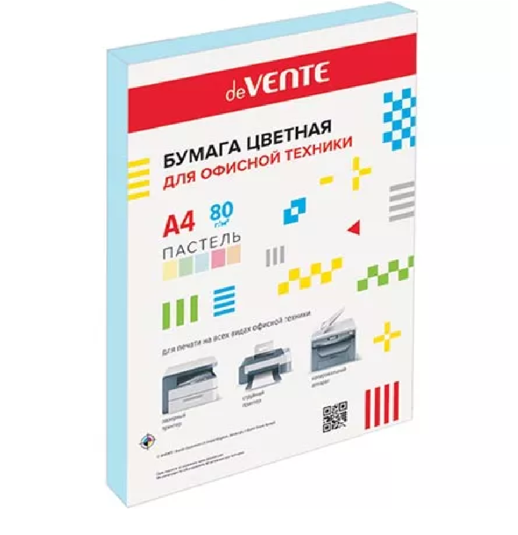 Бумага " deVente ", пастель, формат А4, 80г/м, 50л, цвет голубой