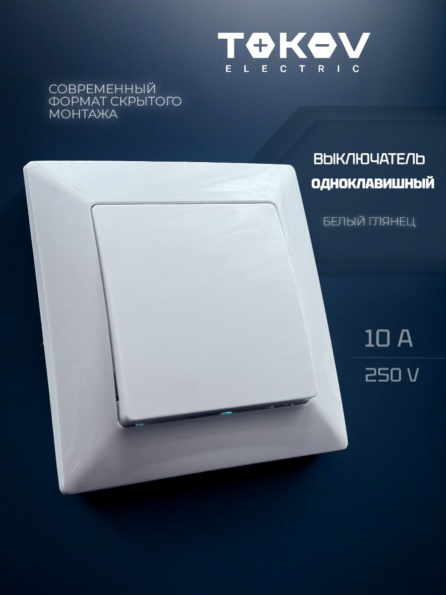 Выключатель 1-кл. СП AVA 10А IP20 в сборе бел. TOKOV ELECTRIC TKL-AV-V1F-C01