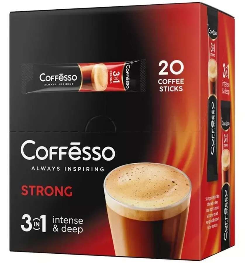 Coffesso Strong Кофе растворимый 3 в 1, 20 стиков по 14 г