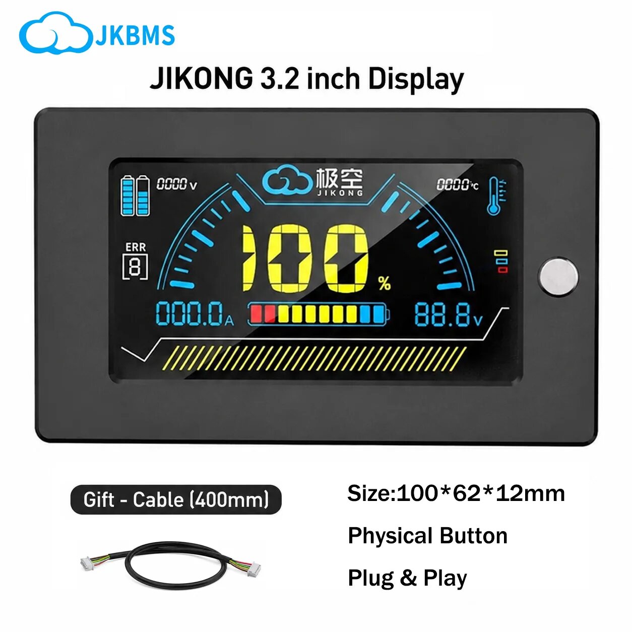 Дисплей JIKONG 3.2" для BMS, черный