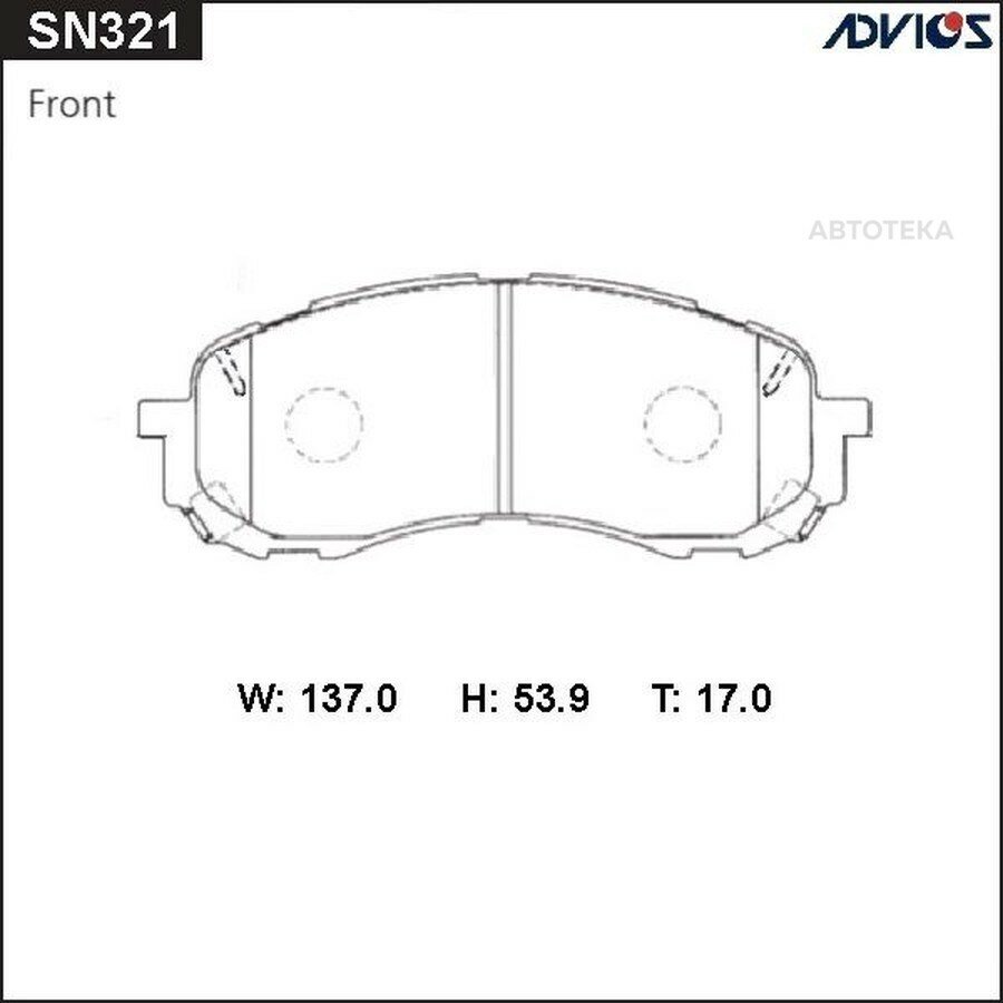 Дисковые тормозные колодки ADVICS передние ADVICS SN321