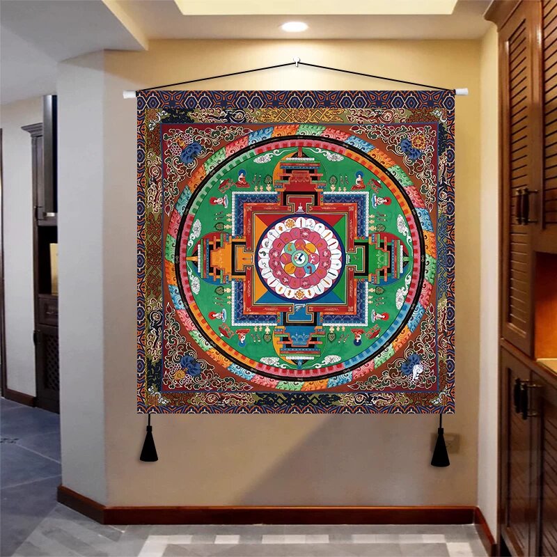 Тибетская стеновая картина Тангка, 90x90 см, декоративная подвесная картина для алтаря или гостиной, печать на