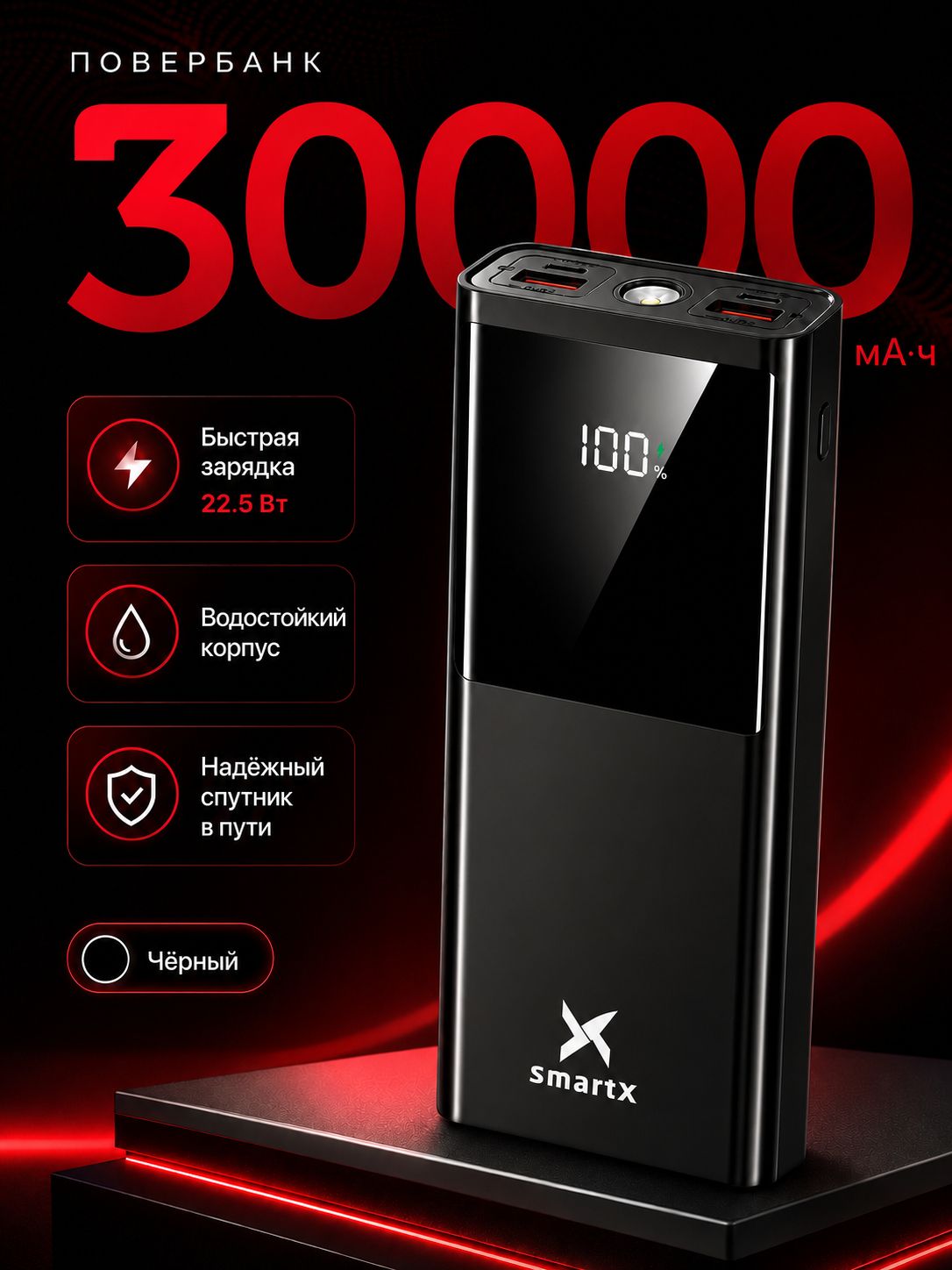 Повербанк 30000mah с быстрой зарядкой