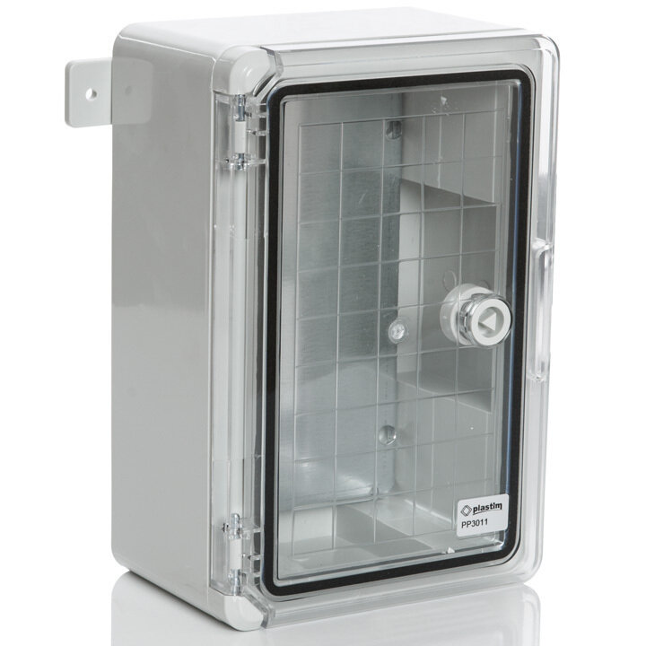 Пластиковый шкаф с монт. панелью PP3011, IP65, 200х300х130, с прозрачной дверью