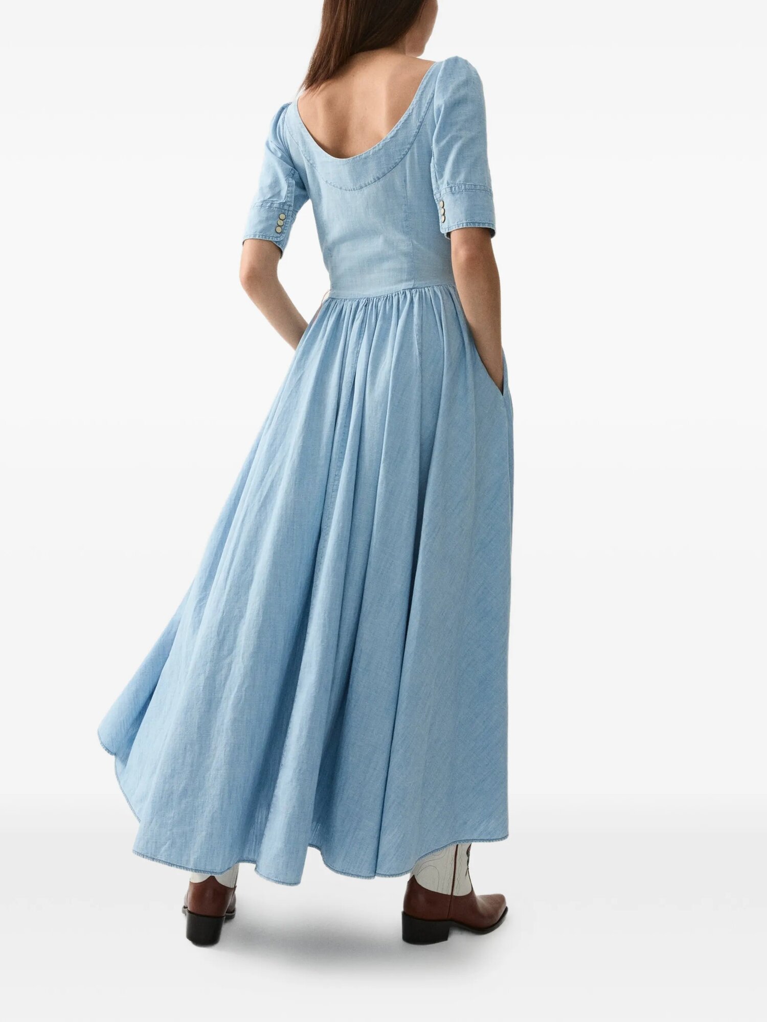 Платье FORTELA Augustine button-front chambray dress, размер 40, blue — фото 1