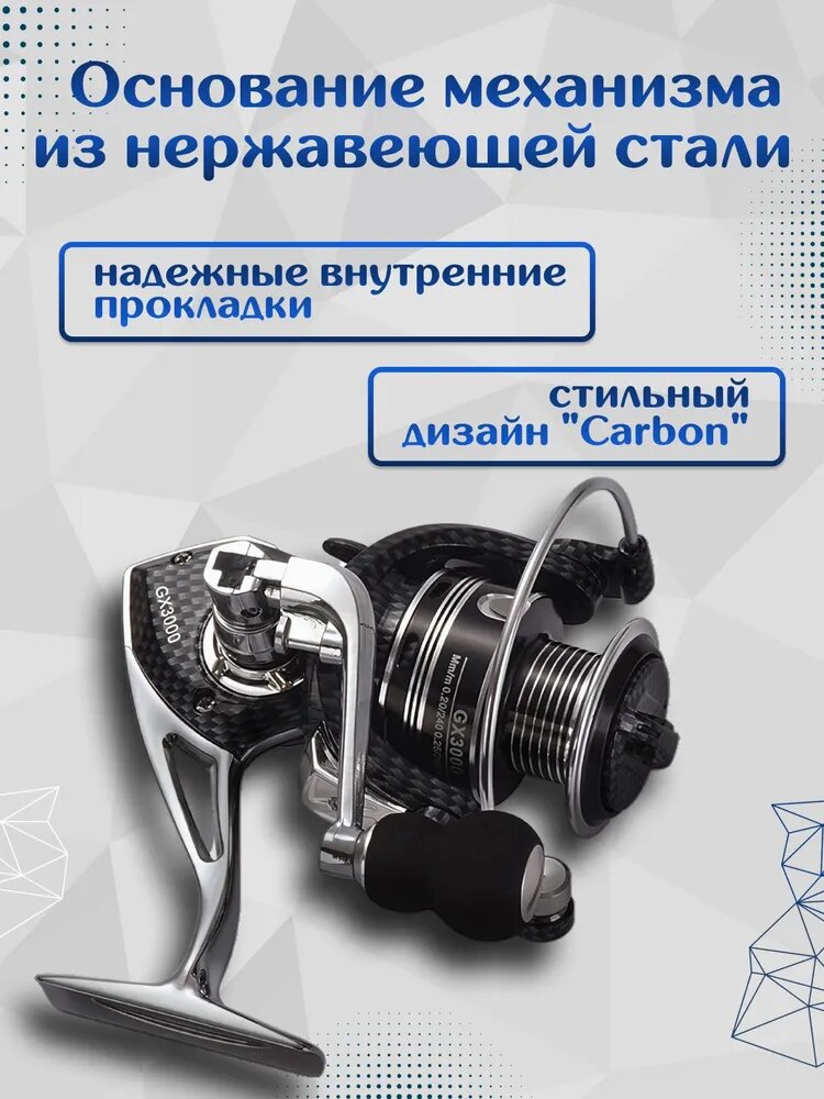 Безынерционная катушка Lizard GX 3000, 13+1 подшипников, 5.2:1, 300г, для фидерной и спиннинговой ловли — фото 1