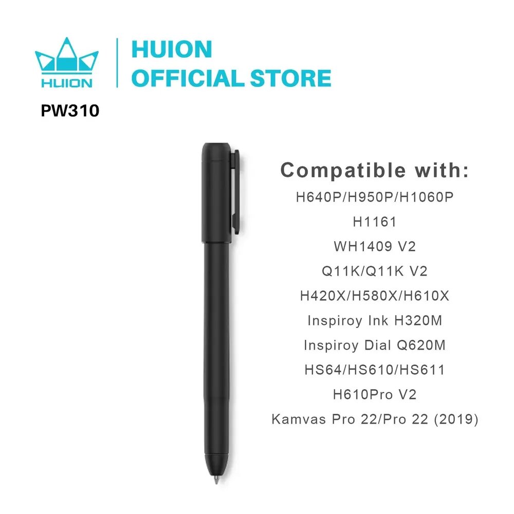 Беспроводной стилус без батареек HUION PW310 для графических планшетов H640P H950P H1060P H1161 WH1409 V2 Q11K V2 Kamvas Pro 22