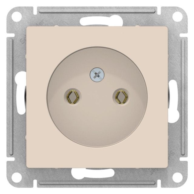Розетка встраиваемая, 1 пост SYSTEME ELECTRIC Atlas Design, без заземления, бежевый