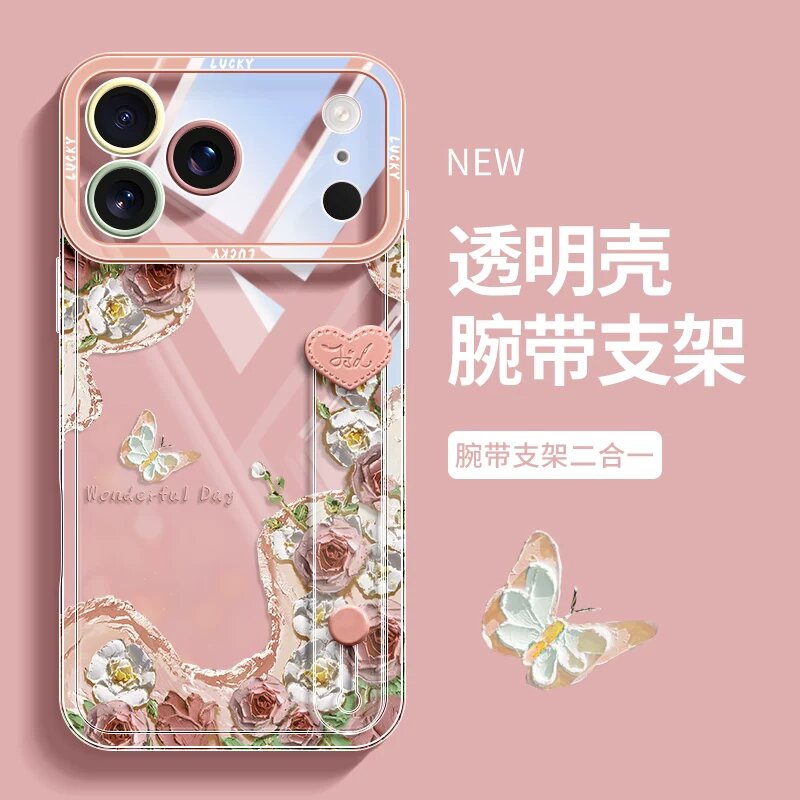 IPhone 17e Наплечный ремешок-стенд в песочном розовом для мобильной поддержки