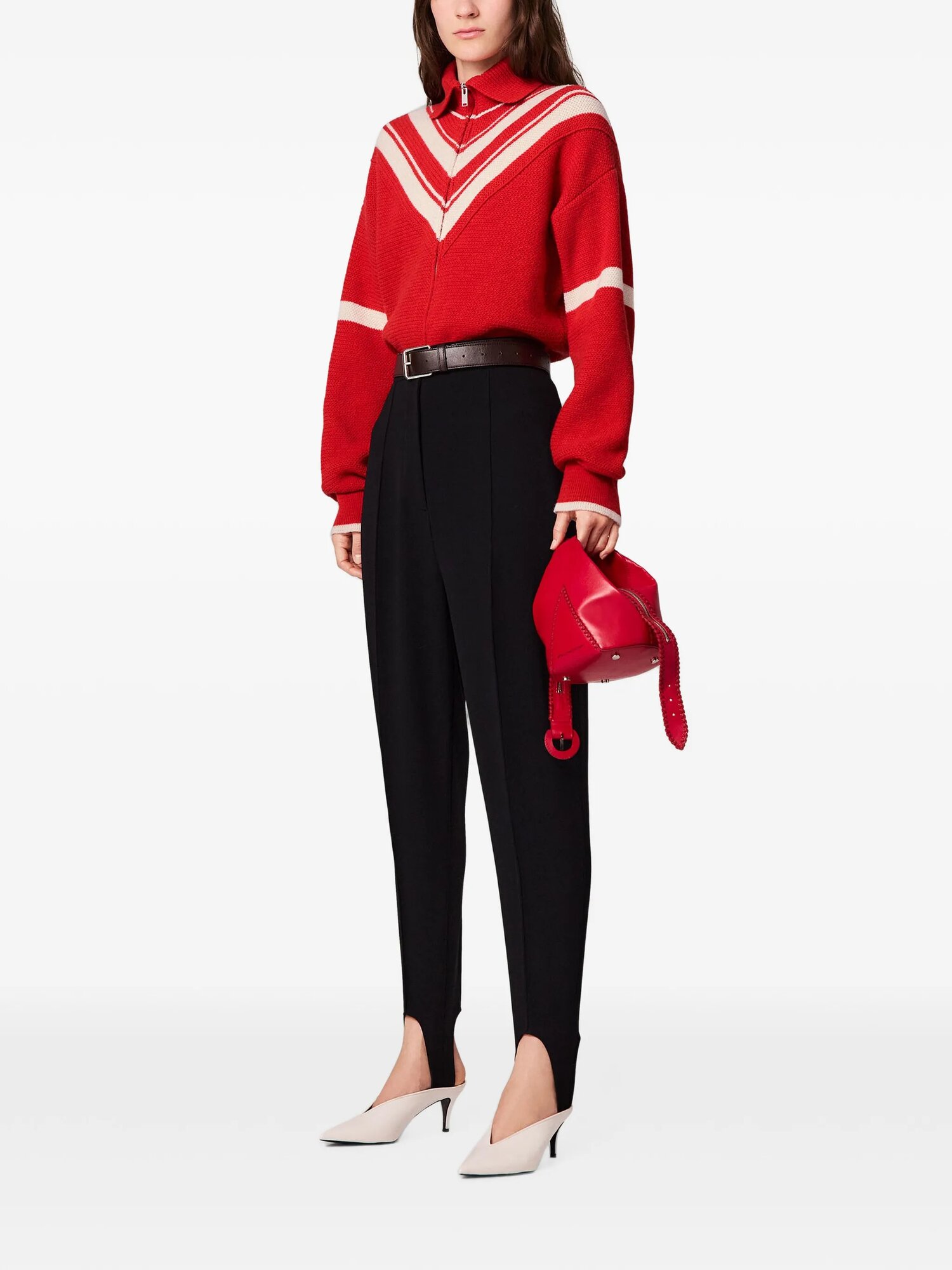 Куртка Stella McCartney Collared zipper knit jacket, размер 40, красный — фото 1