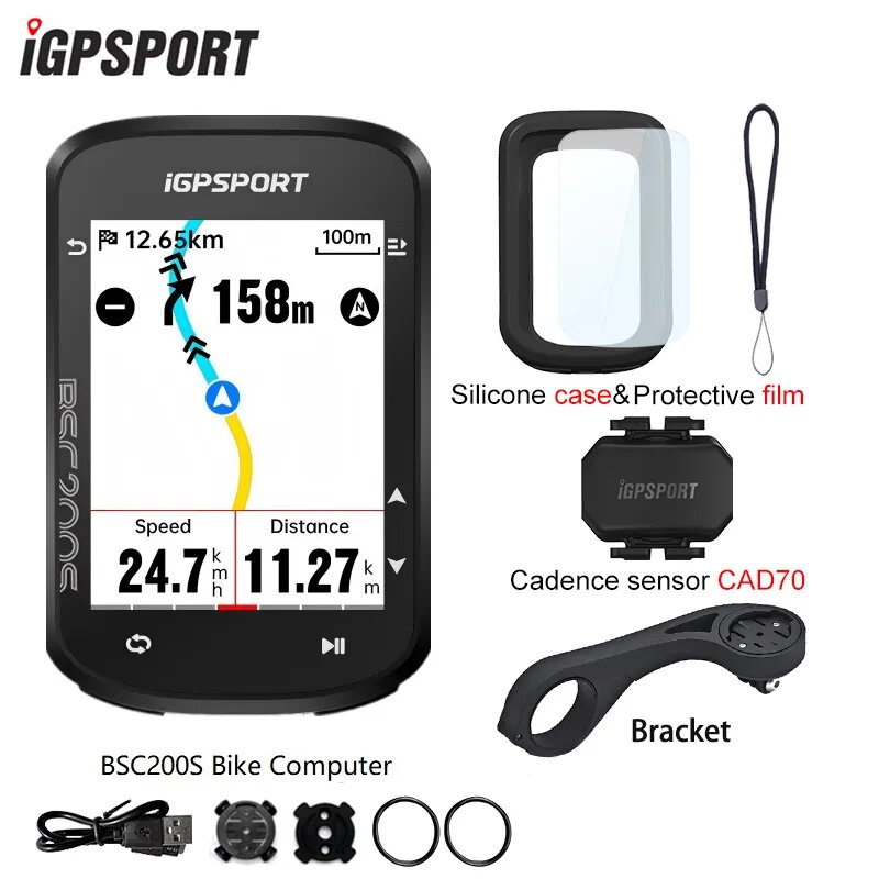 IGPSPORT BSC200S Велокомпьютер 2,4-дюймовый цветной сенсорный экран Поддержка Bluetooth ANT+ Степень водонепроницаемости IPX7
