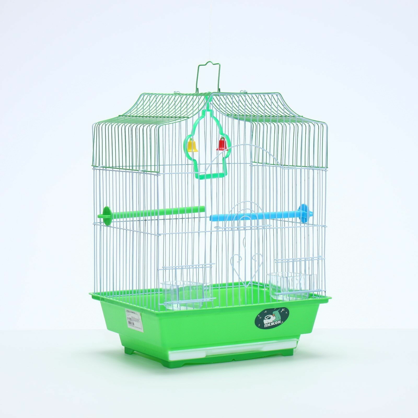 Клетка для птиц укомплектованная Bd-1/4f, 30x23x39 см, зелёная