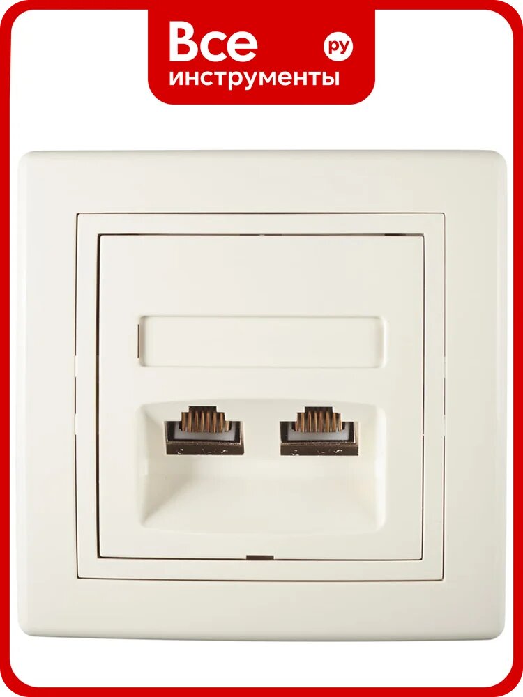 Коммуникационная розетка Aling-conel PRESTIGE двойная RJ45 Cat6 FTP, бежевая 615S.99 113222