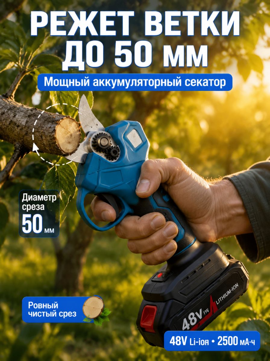 Allspark Аккумуляторный кусторез 50 мм 1 л. с. 48 В