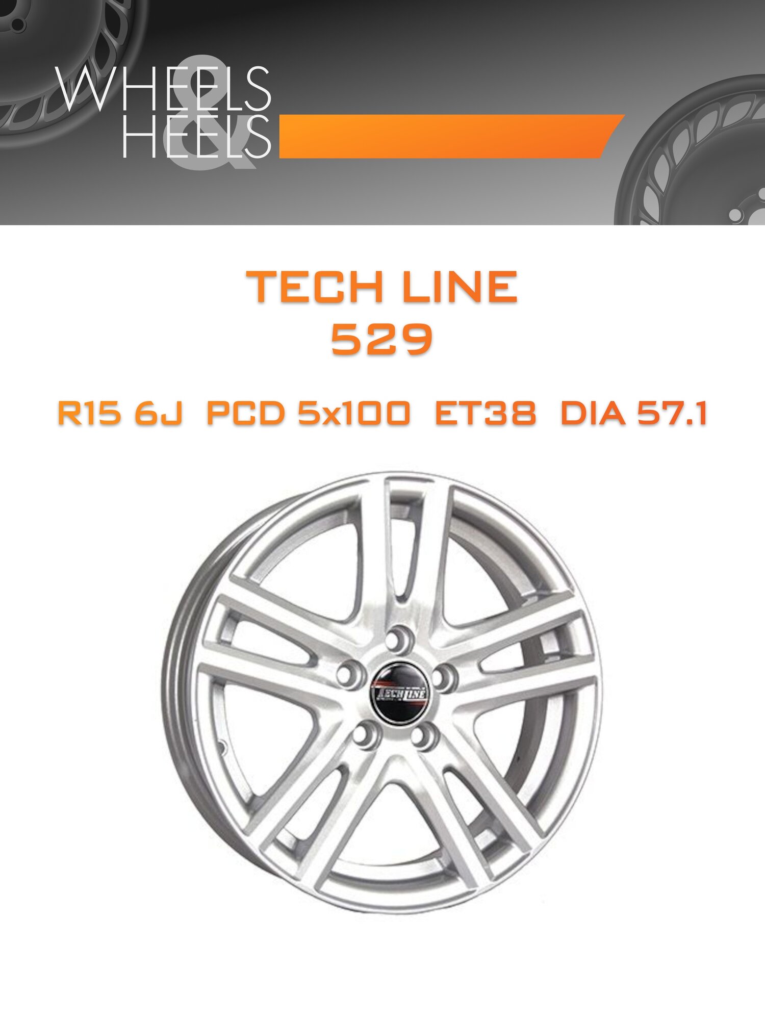 Диск автомобильный литой Tech Line 529 15x6 5x100 et38 dia57.1 S