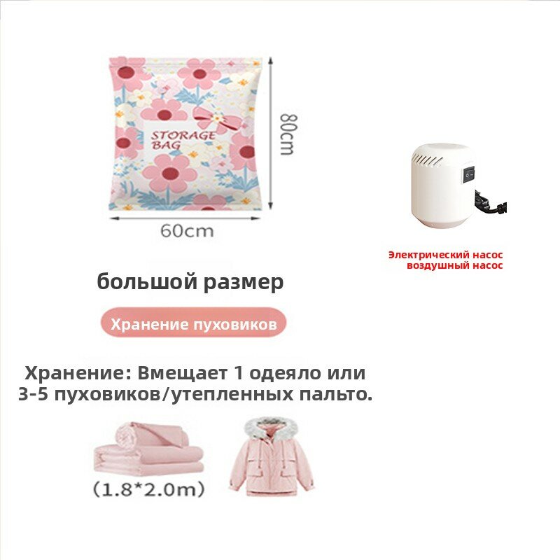 Утолщенные вакуумные пакеты для хранения одеял и одежды, экономия места , электрическим насосом , многоразовые