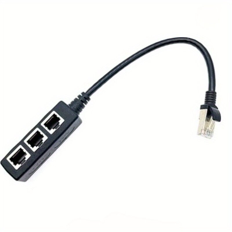 Разветвитель RJ45 1x3 (1 мужской -> 3 женских) — плоский кабель-удлинитель Cat7 для сетей Cat5/Cat5e/Cat6/Cat7, 8-контактные разъемы, для дома, офиса и игр, высокоскоростное соединение, черный