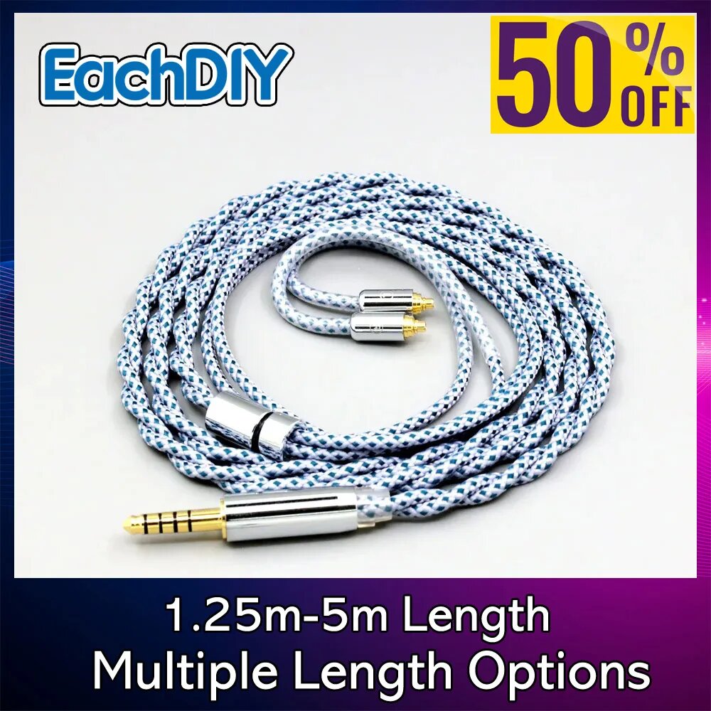 Кабель для наушников EachDIY 1.6m, 3.5mm, серебро