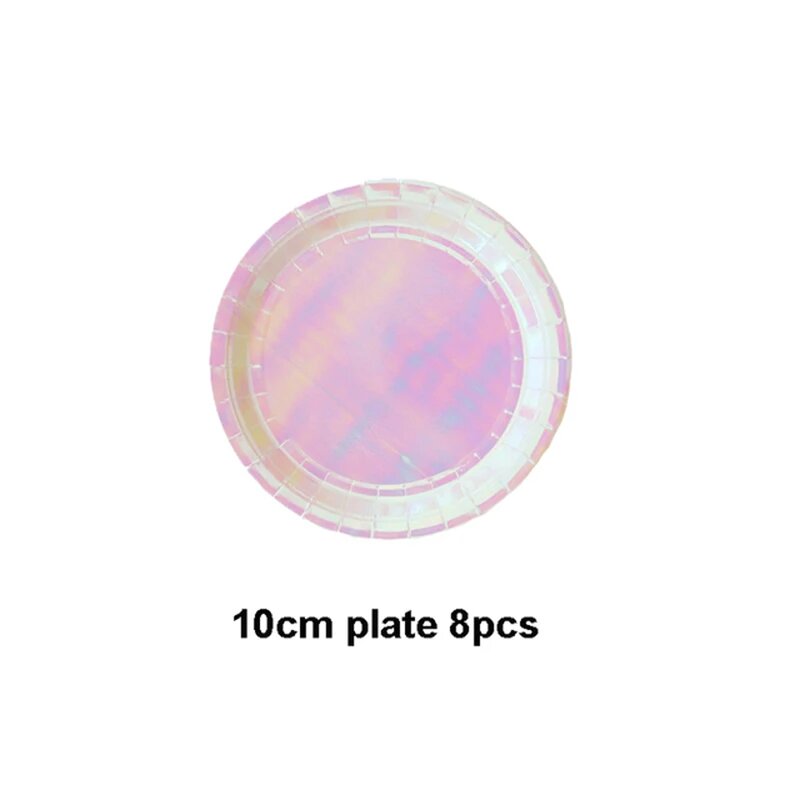 Радужные одноразовые наборы посуды Розовый, 8pcs10cm Plates