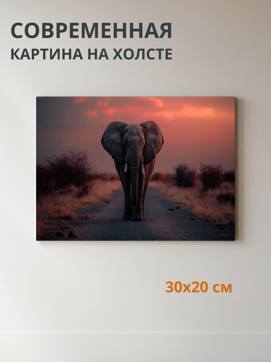 Картина на холсте Слон 30x20 см