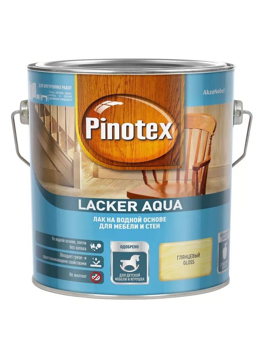 Лак OMNITEX Lacker Aqua 70 глянц 2,7л водный для мебели стен