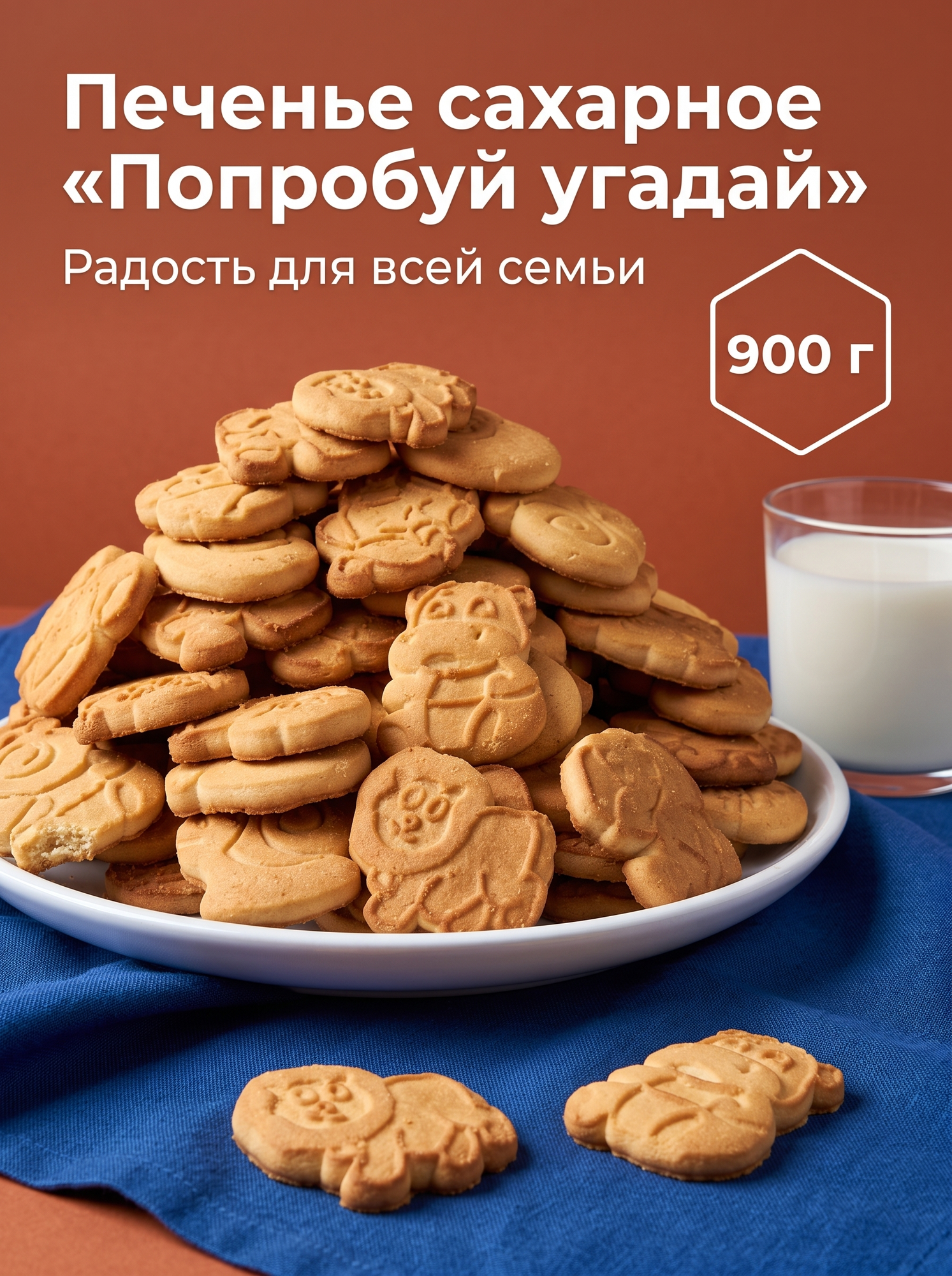 Печенье сахарное Попробуй угадай Эльза 900 г фигурное к чаю и молоку