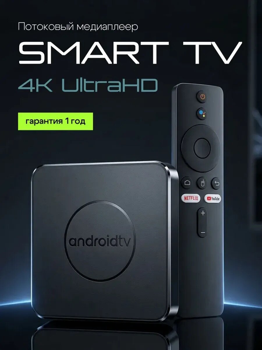 Смарт ТВ приставка Android TV для телевизора с 8 ГБ оперативной памяти и 128 ГБ встроенной памяти