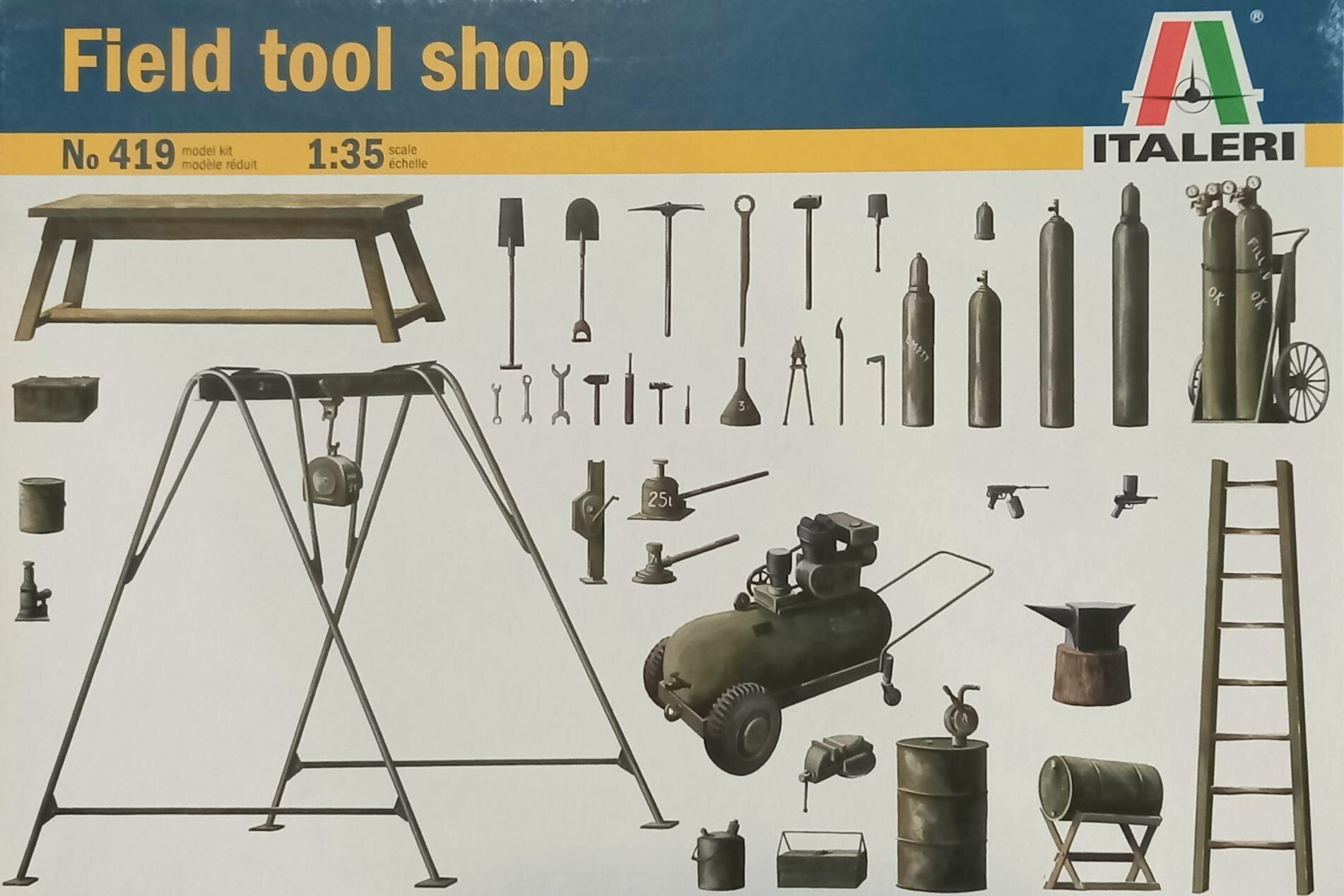 Italeri 0419 Сборная пластиковая модель аксессуаров Инструменты и приспособления Field Tool Shop масштаб 1:35