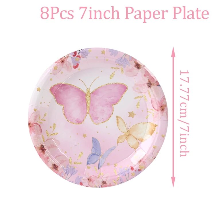 Одноразовый набор посуды для дня рождения Wayfun с бабочками 7inch paper plate