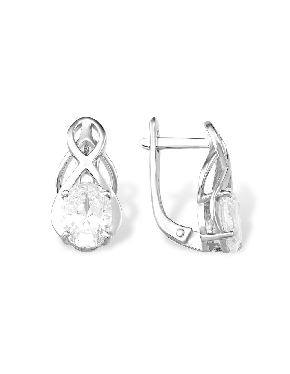 Серьги серебро, 925 проба, родирование, фианит