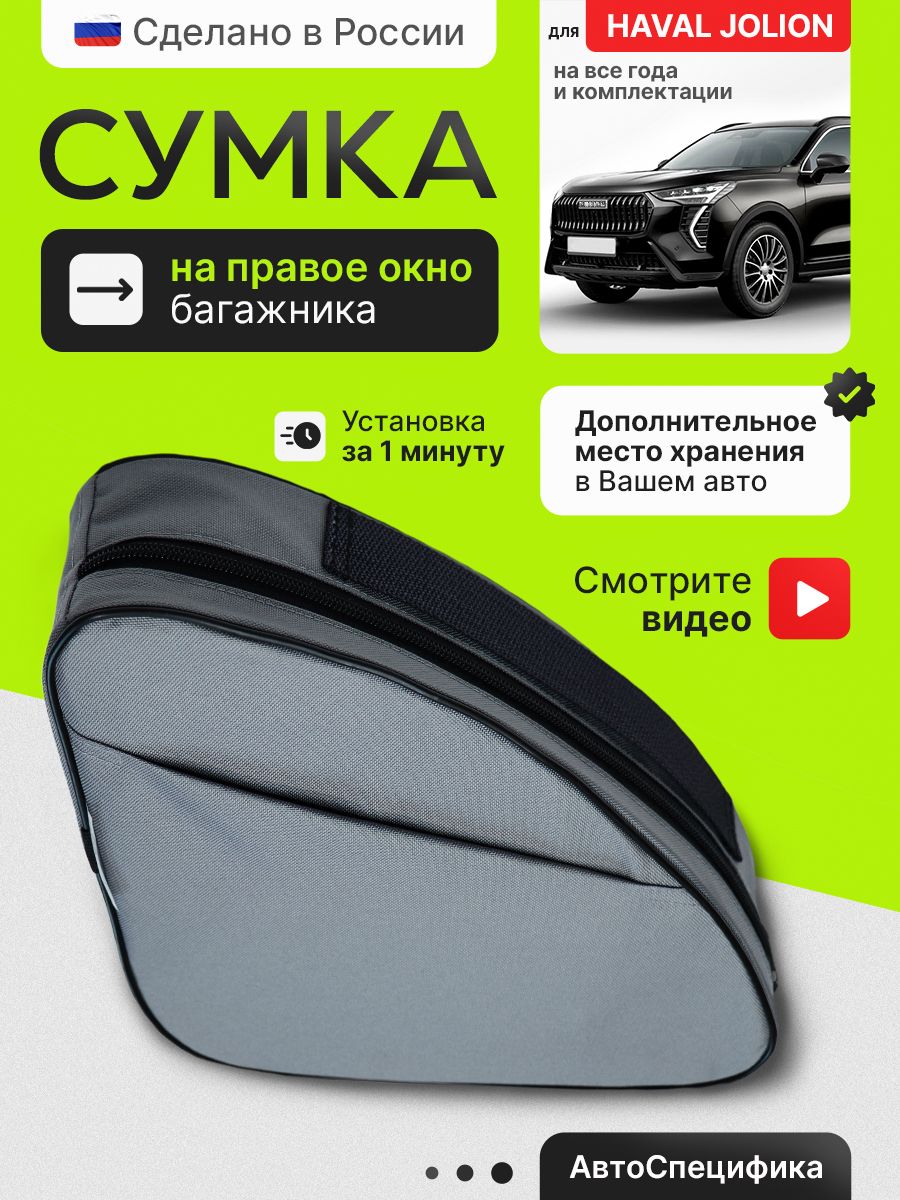 Органайзер в багажник для автомобиля правый Haval Jolion аксессуары Хавал Джолион тюнинг подвесной, сумка на окно 20х20 см, с ручкой, вертикальное хранение, экономия места, Car Trunk Organizer Bag