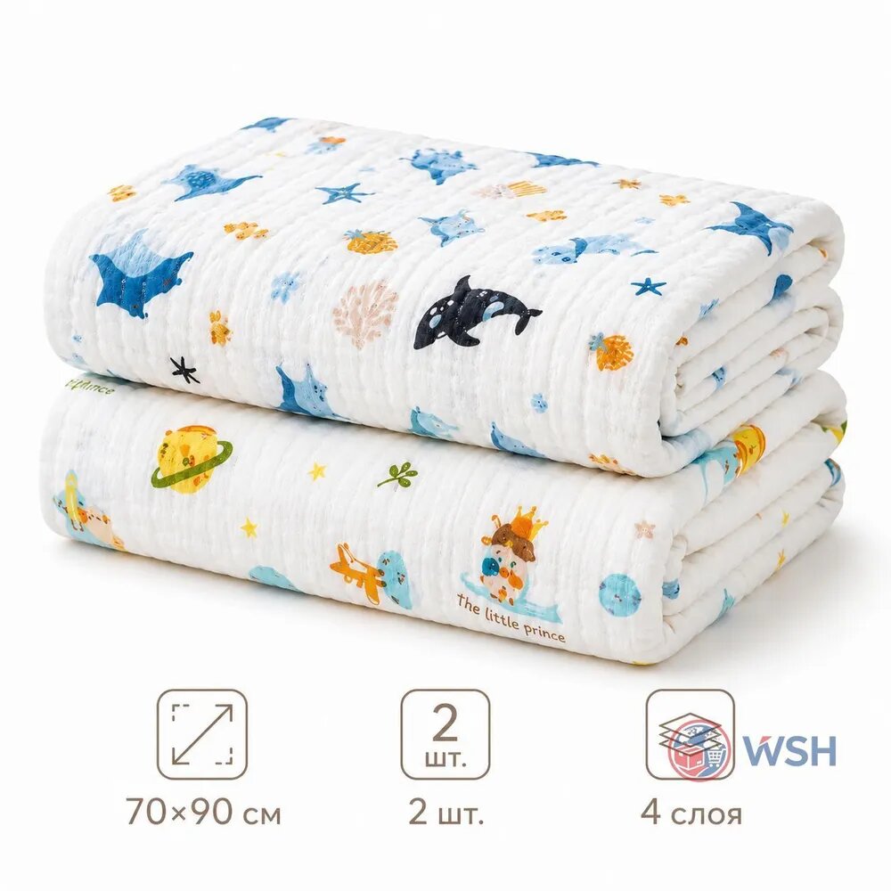 Полотенце детское 70x90 см, хлопок, белый