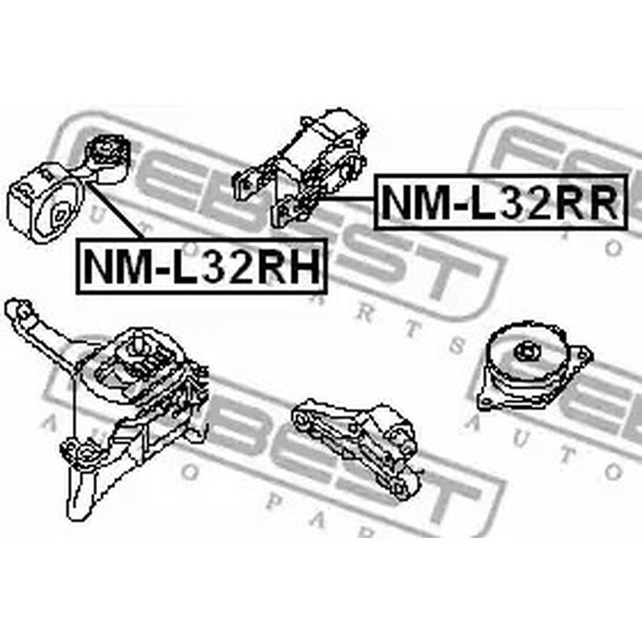 Опора двигателя NISSAN TEANA RUS MAKE J32R 2009.06-2013.12 задн. FEBEST NML32RR