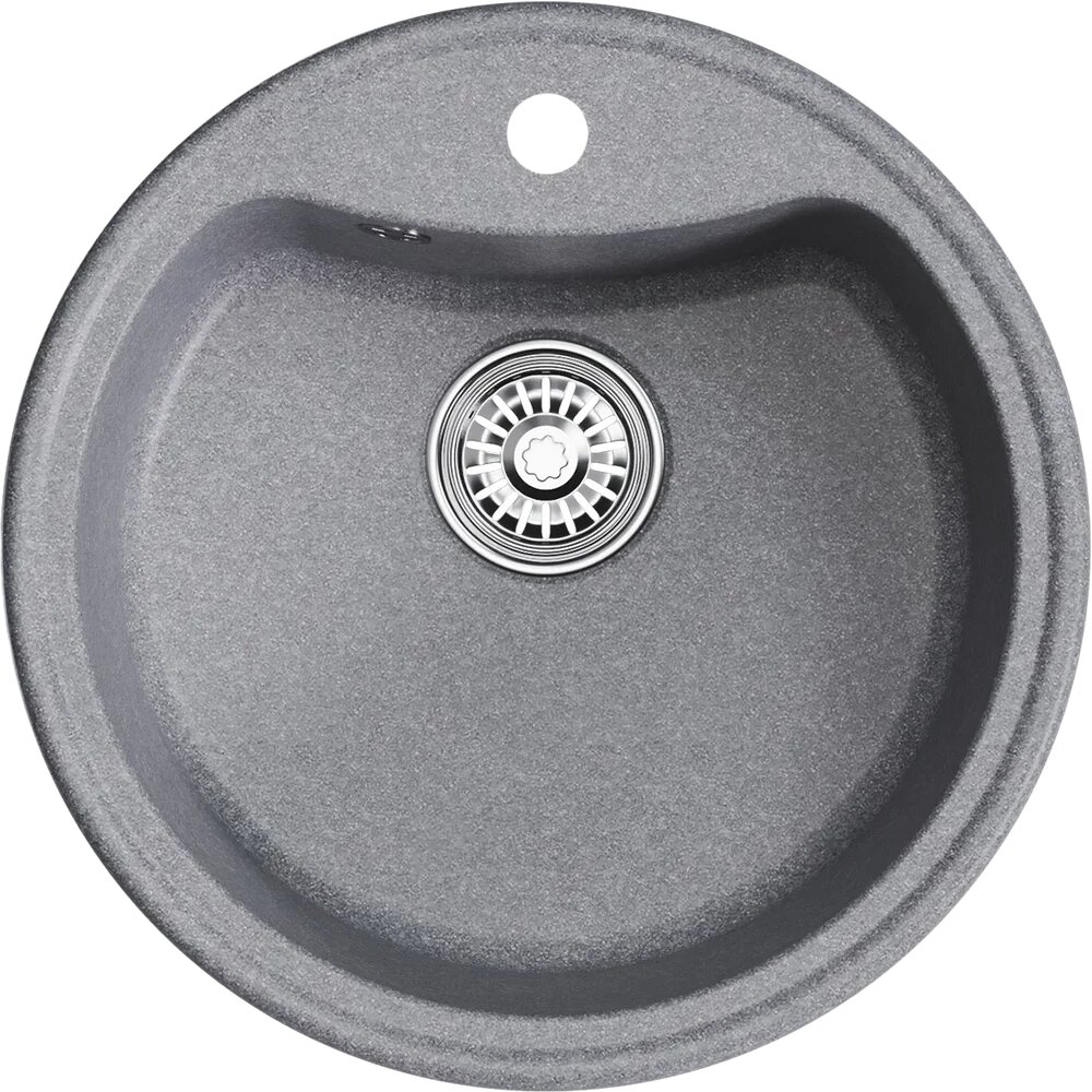 Мойка кухонная Mixline ML-GM09 мраморная, 51x51, круглая, мойка для кухни, серая, матовая