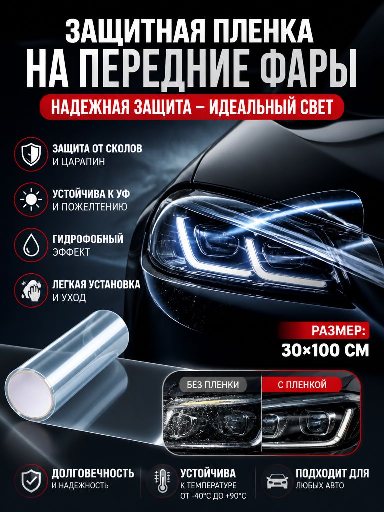 Пленка автомобильная антигравийная 1 мх30 см