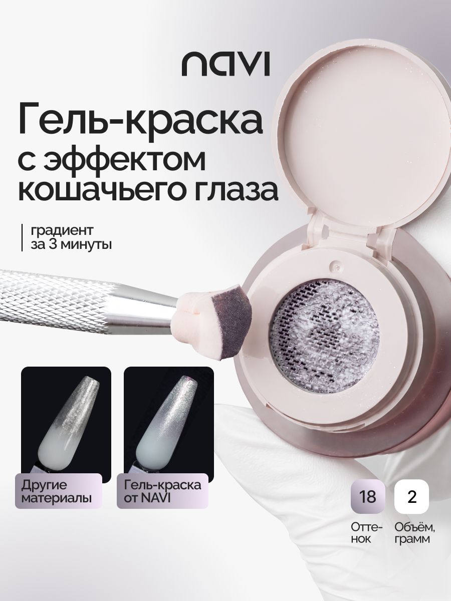 Гель-краска для дизайна Paradise кошачий глаз 18 NAVI, 2 гр