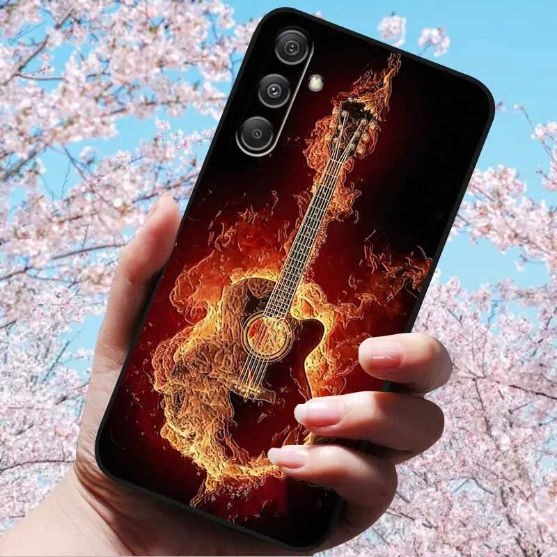Чехол для Samsung Galaxy A16 5G 4G с изображением гитары в огне, силиконовый