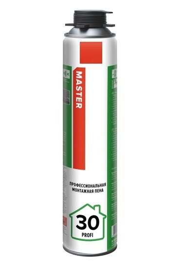 Высокоэффективная монтажная пена Master Profi 30 450 мл для уплотнения технологических отверстий в конструкциях крыш домов.