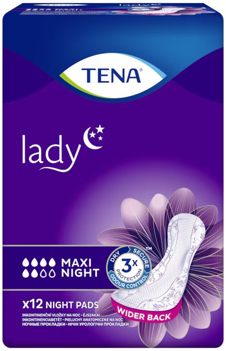 TENA Lady Maxi Night, прокладки для ночного мочевого пузыря, 6 капель, 12 шт.
