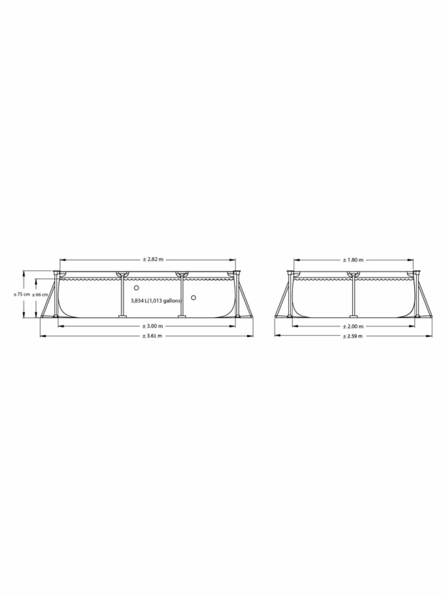 Бассейн каркасный Intex Reсtangular Frame 28272/58981, 3834л, 300х200х75см
