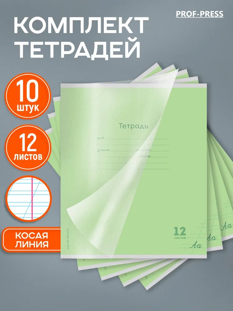 Тетрадь в косую линейку 12 листов с пластиковой обложкой