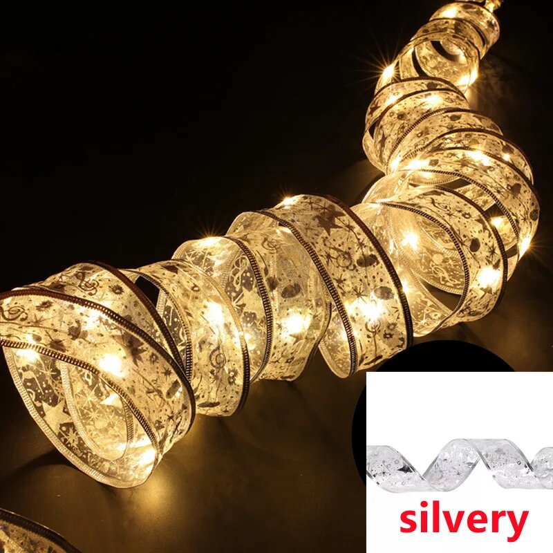 Гирлянда светодиодная 5м, 50 LED, серебряный, теплый белый